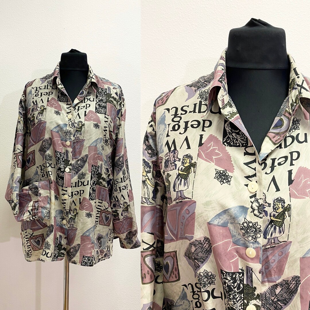 Vintage Blouse, 90s Fashion, 90s Clothing, Colorful Vintage Blouse, - Etsy