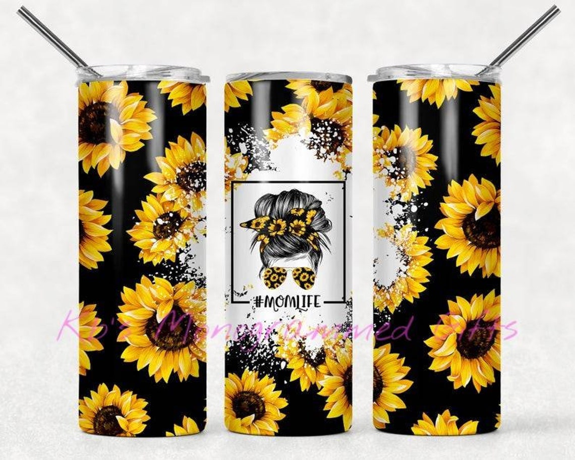 Sunflower Mom Skinny Tumbler Sublimation Tumbler Etsy