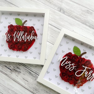 Personalized Teacher Appreciation Gift: Apple Rose Shadow Box - Etsy