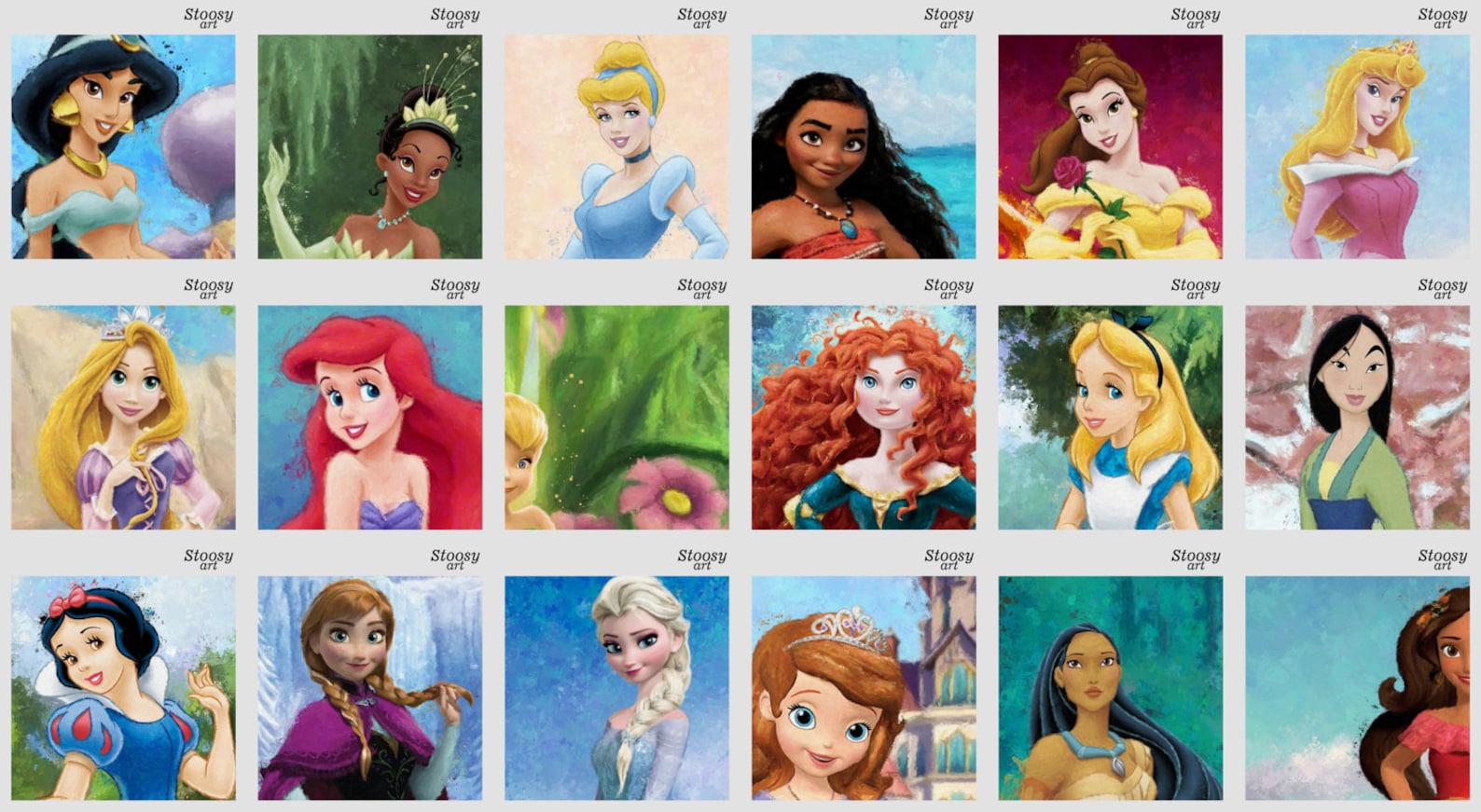 Disney princess prints set of 18 disney nursery girl decor | Etsy