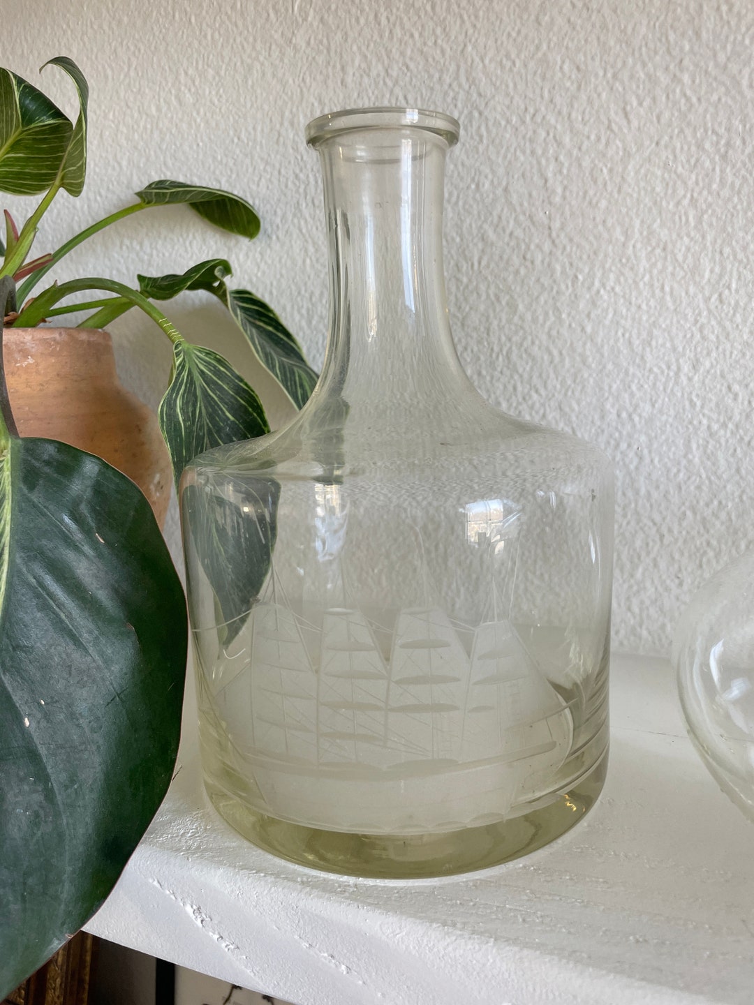 Vintage Glass Ship Decanter 2 - Etsy