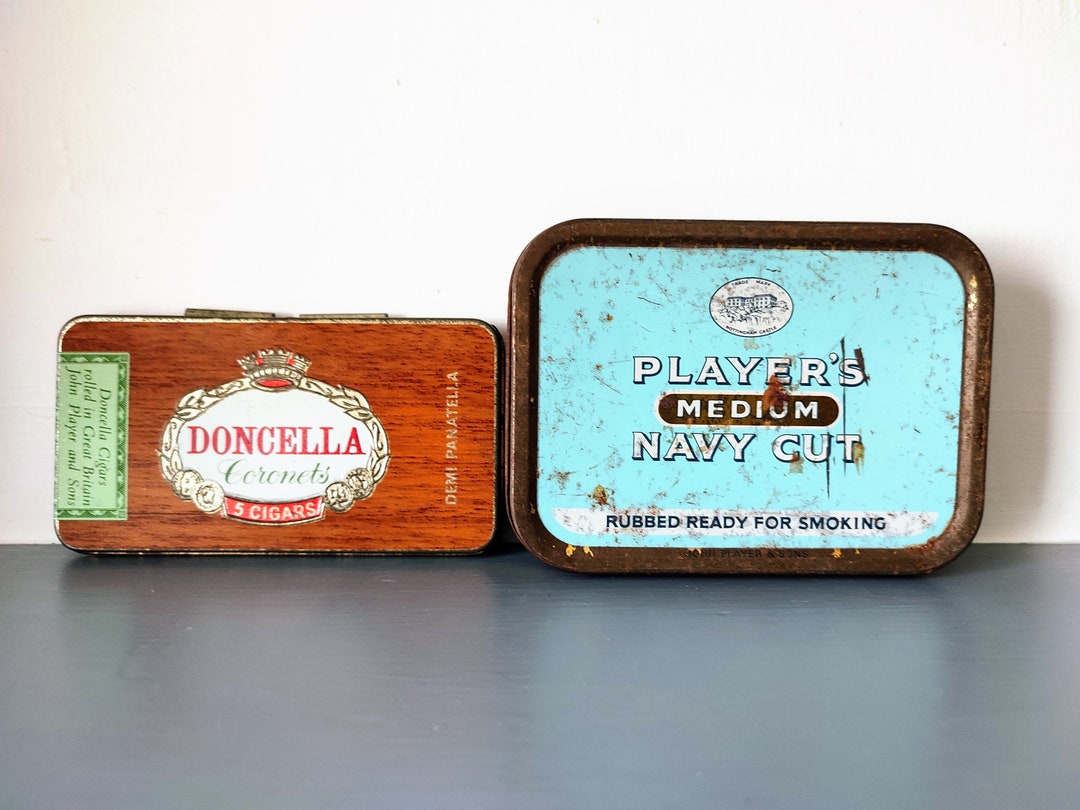 Two Vintage Tins, Retro Tin, Tobacco Tin, Loose Tobacco Tin, Cigar Tin ...