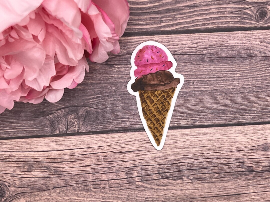 Ice Cream Cone Vinyl Sticker - Etsy