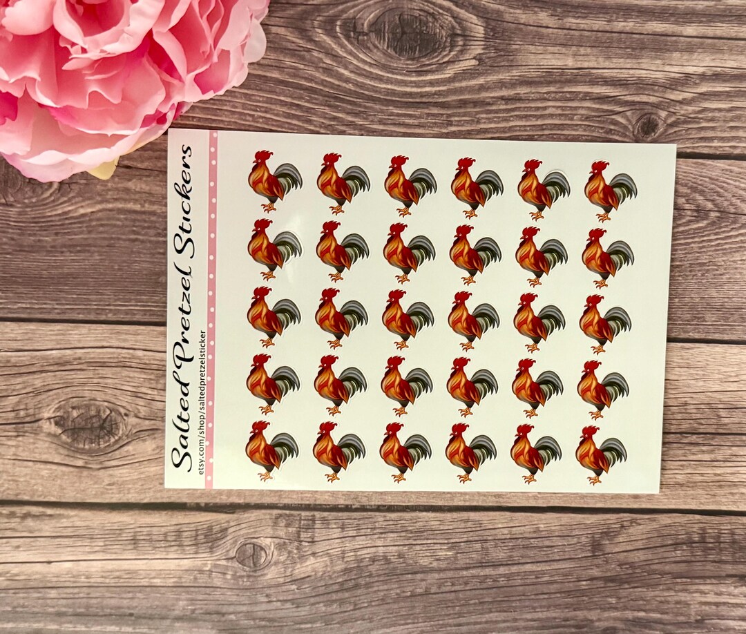 Rooster Stickers: 30 Stickers per Sheet - Etsy