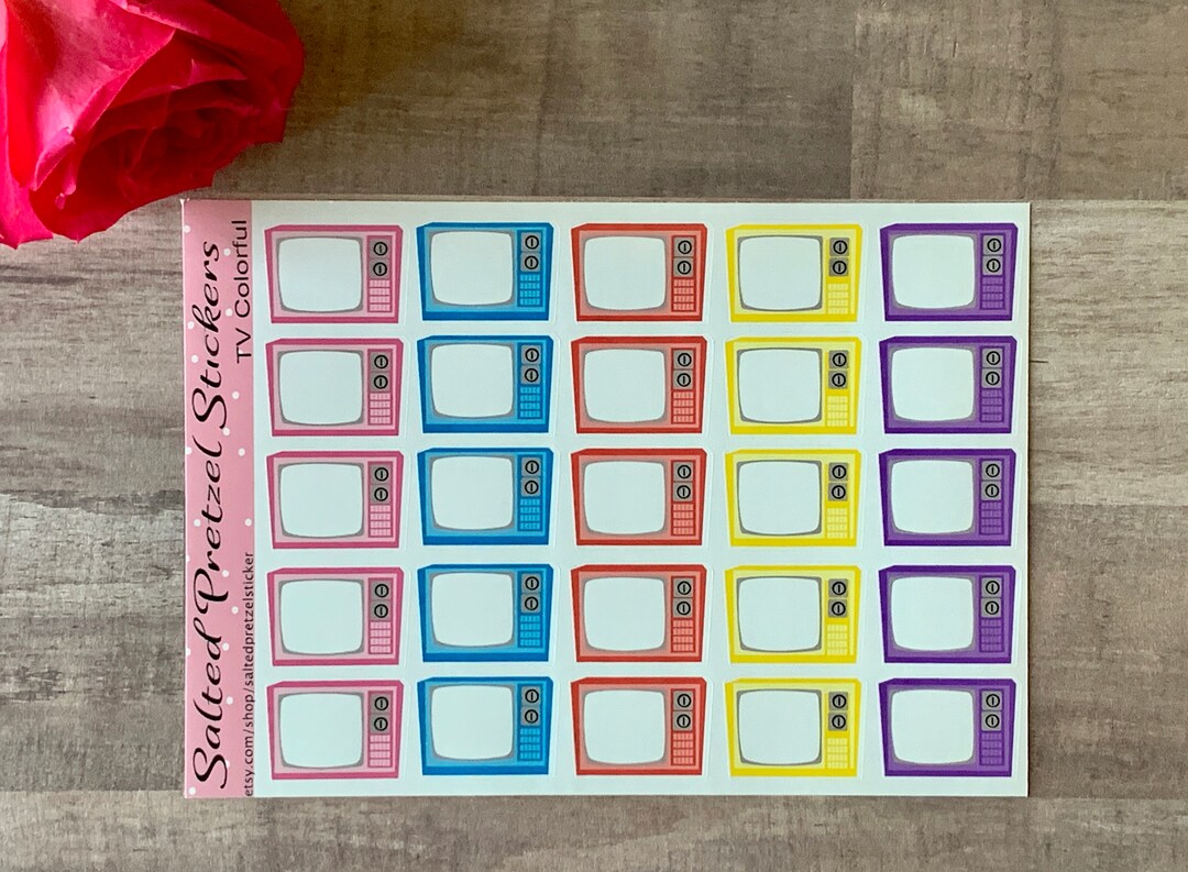 TV Colorful Planner Stickers (5x7 Sheet) - Etsy