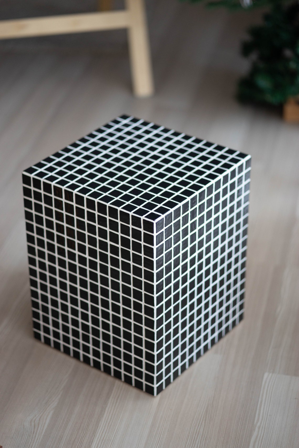 Black Tile Table | Tiled Cube | Coffee Table | Side Table | Mosaic ...