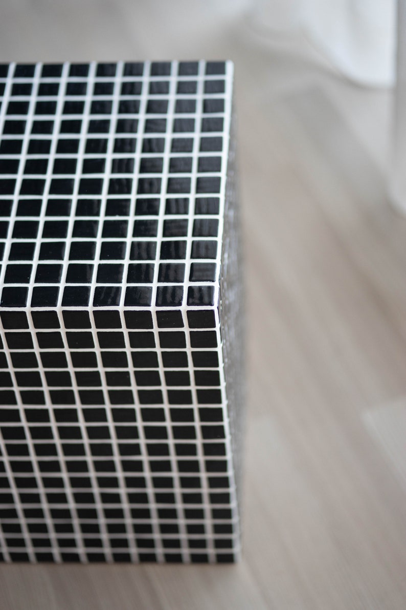 Black Tile Table | Tiled Cube | Coffee Table | Side Table | Mosaic ...