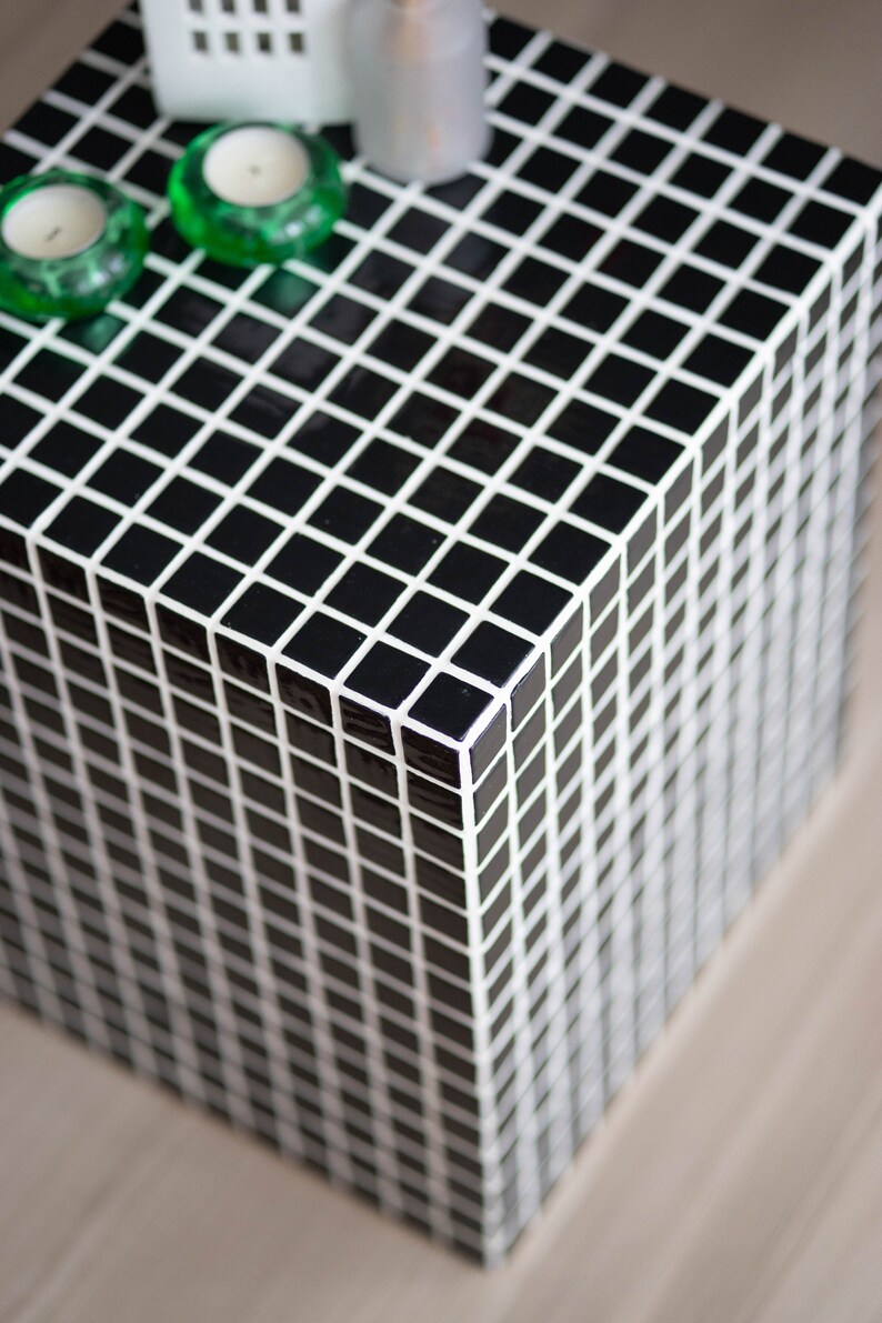 Black Tile Table | Tiled Cube | Coffee Table | Side Table | Mosaic ...