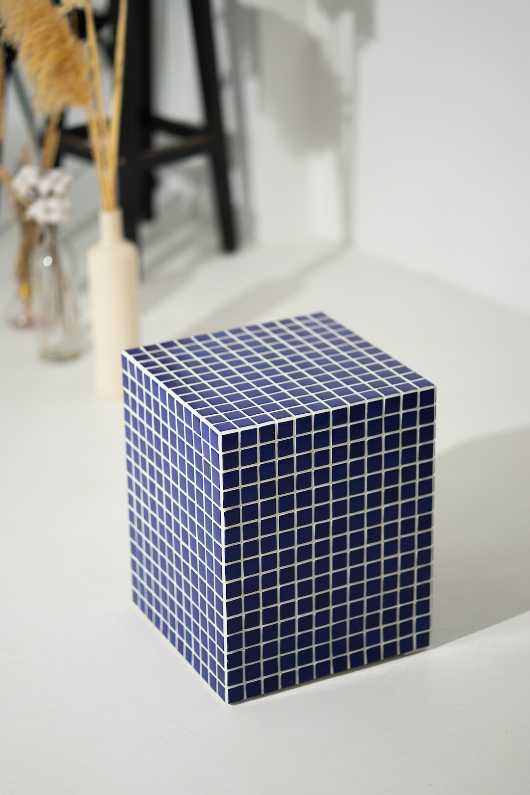 Blue Tile Table Side Table Custom Mosaic Tiled Furniture - Etsy