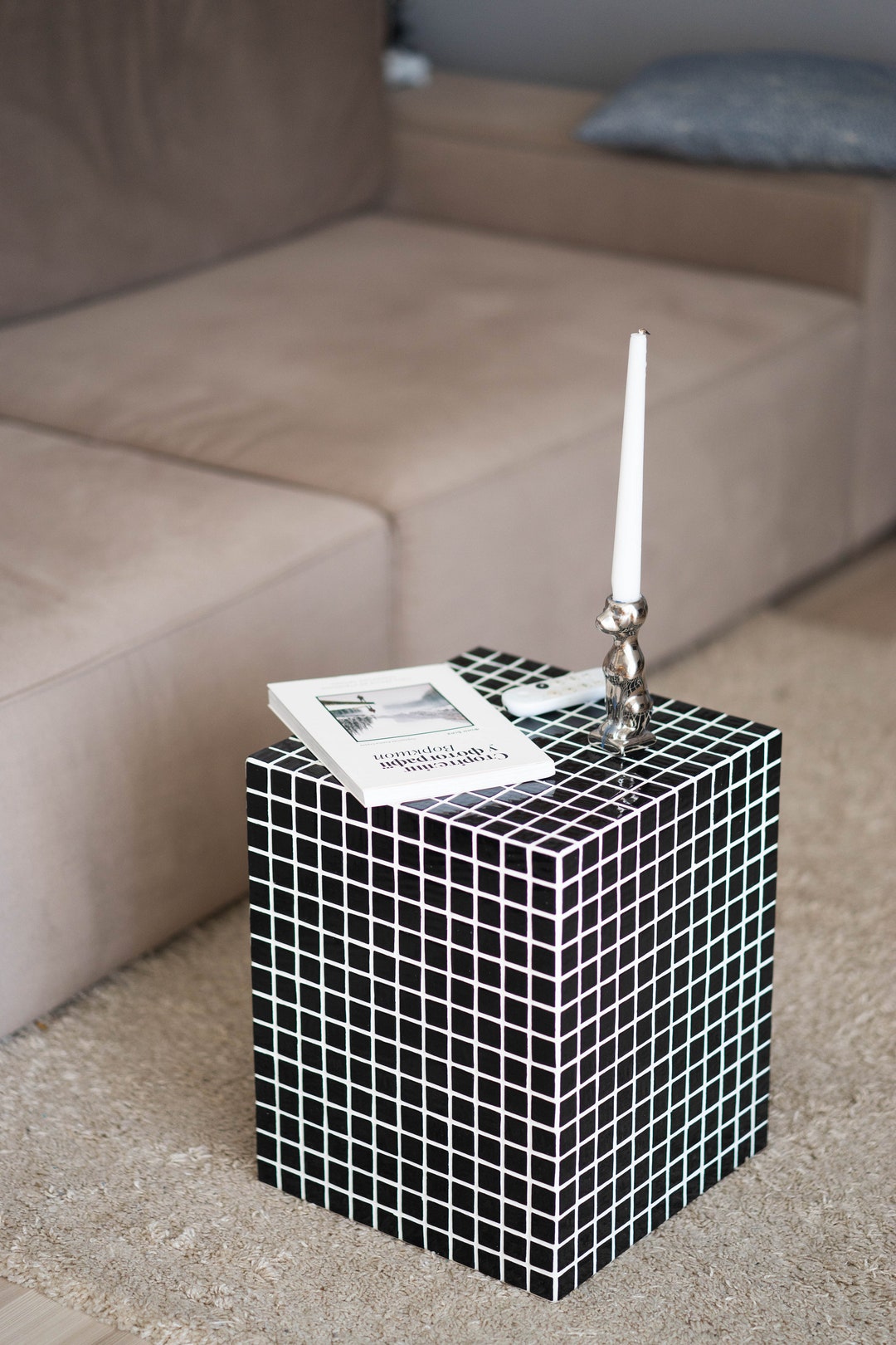 Black Tile Table | Tiled Cube | Coffee Table | Side Table | Mosaic ...