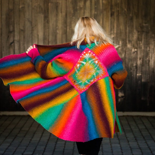 Rainbow Sweater Coat - Etsy