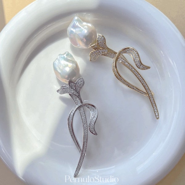 Pearl Brooch - Etsy