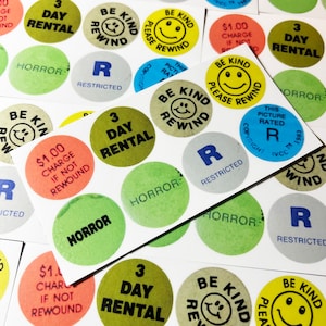 Vintage Style - VHS Rental Stickers - Lot of 8 Vinyl Stickers 1.25" - Etsy