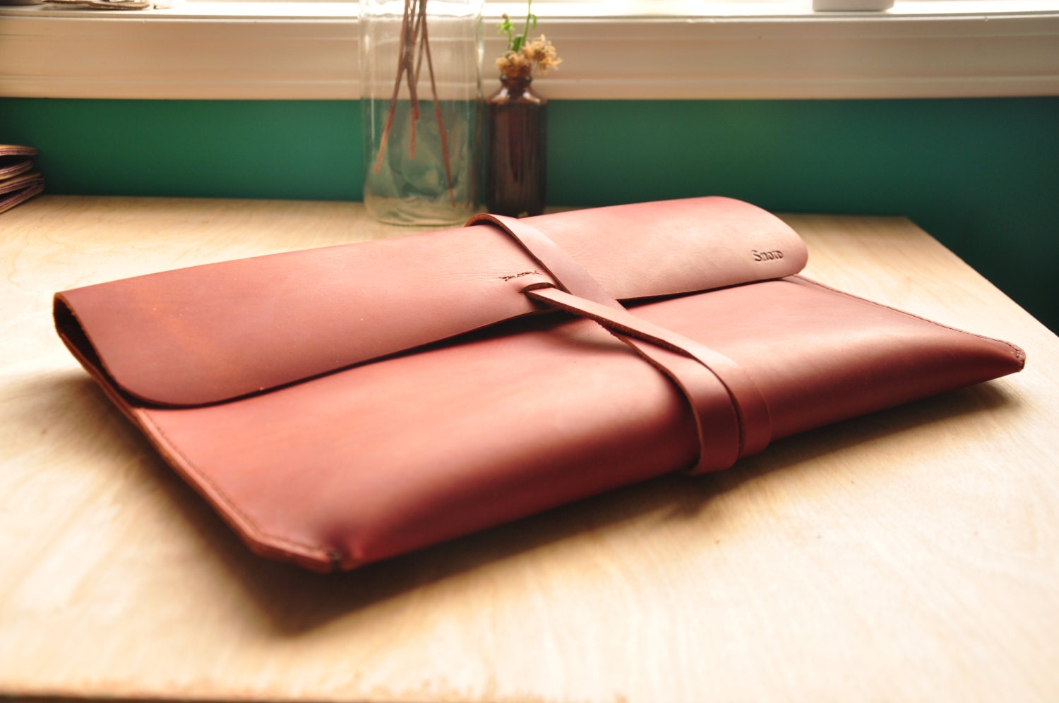 Custom Simple Leather Laptop Case / Laptop Bag / Carry Case / MacBook ...