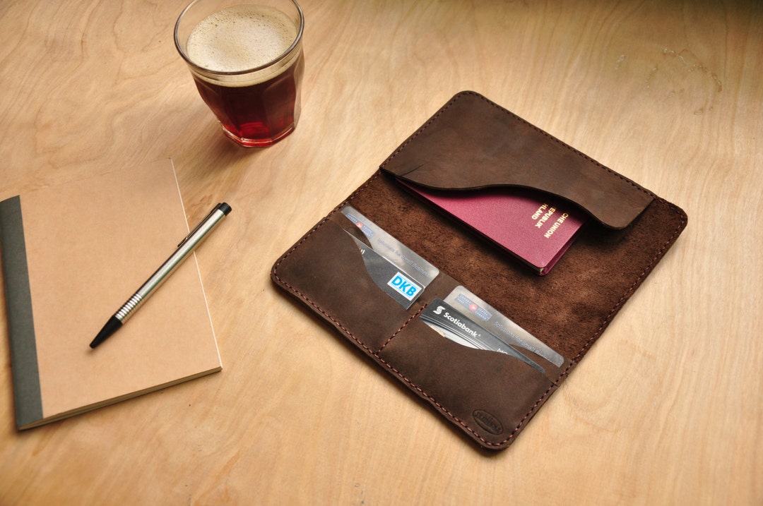 Brown Leather Passport & Boarding Pass Holder, Passport Case, Leather ...