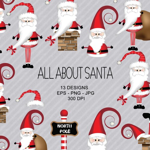 All About Santa Christmas Clipart Collection - Etsy