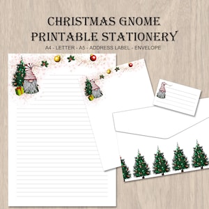 Christmas Gnome Printable Stationery Set - Digital Letter Paper ...
