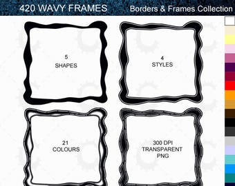 Wavy Frames Clipart | Etsy