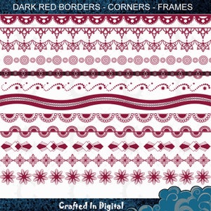 12 Dark Red Borders With Matching Corners and Frames - PNG Borders - Etsy