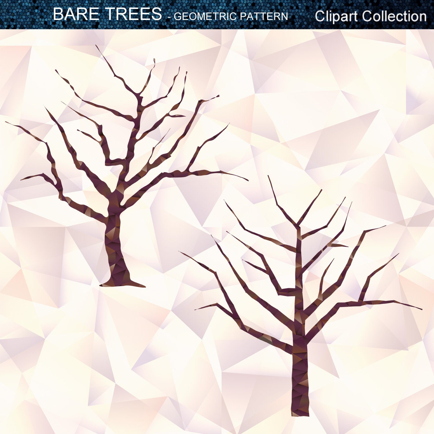 Bare Tree Geometric Pattern Clipart Collection Modern Trees | Etsy