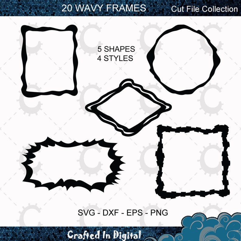 20 Wavy Frames Cut File Collection Svg/dxf/eps/png Files - Etsy