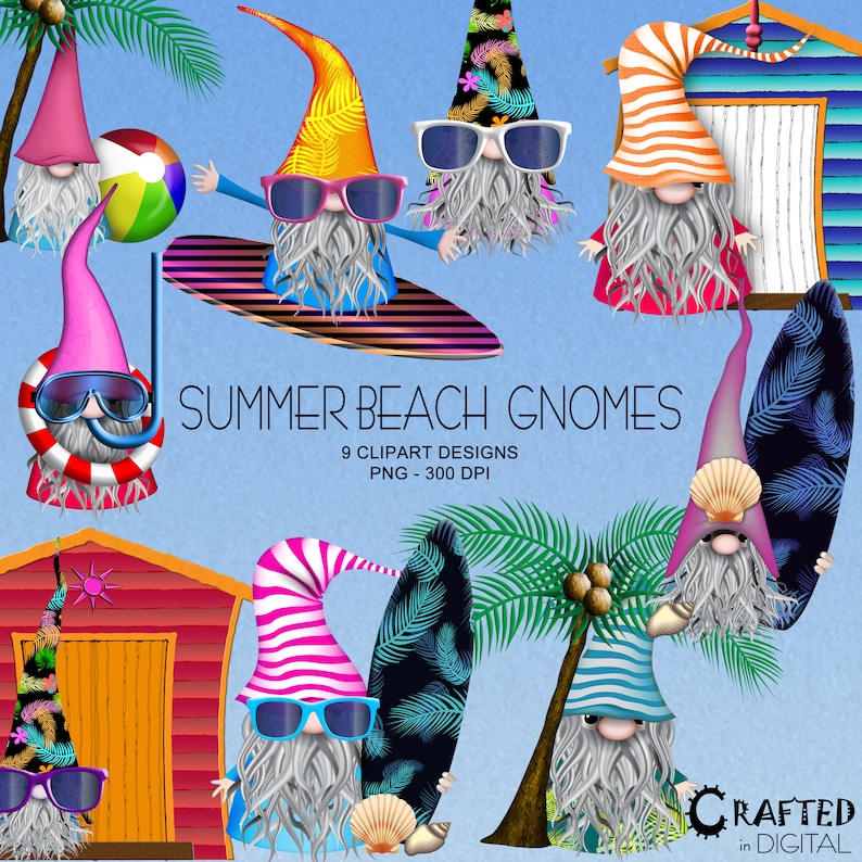Beach Gnomes - Summer Clipart Collection - Etsy