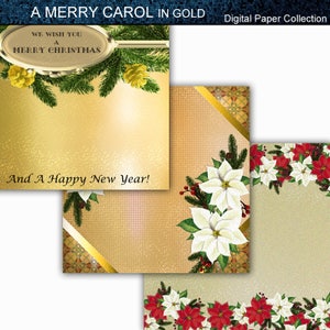 Christmas Carols in Gold - Digital Paper Collection 12x12 - Etsy
