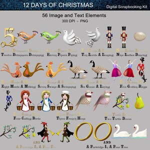 12 Days of Christmas - 125 Backgrounds, Frames and Image Elements ...