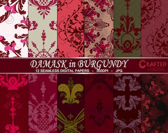 Burgundy Damask - Etsy