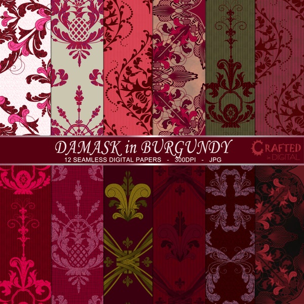 Damask Digital Paper - Etsy