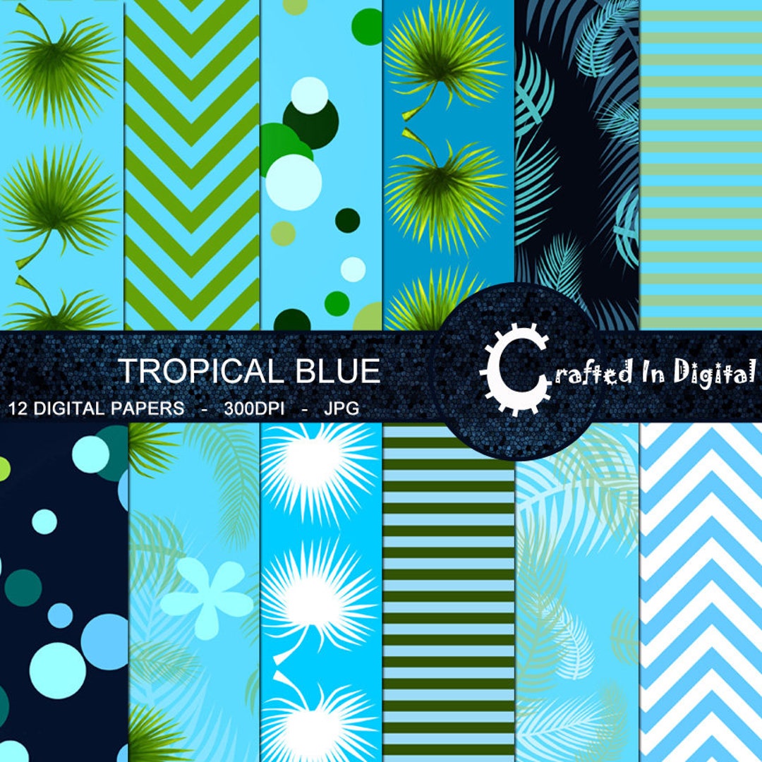 Tropical Blue - Digital Paper Collection 12x12 - Etsy