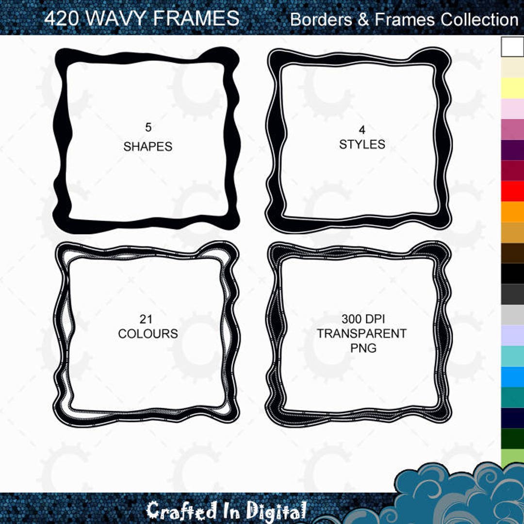 Wavy Frames/digital Frames/modern Frames/clipart 420 Individual Frames ...