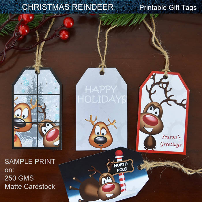 18 Red Nosed Reindeer Printable Christmas Gift Tags | Etsy