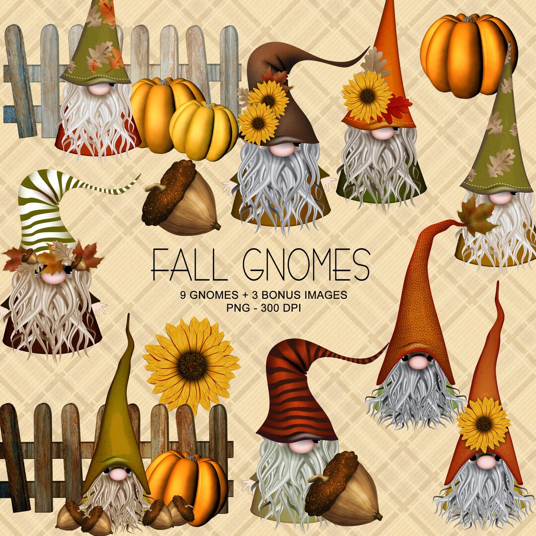 Autumn Gnomes, Fall Gnomes - Fall Clipart Collection - Etsy
