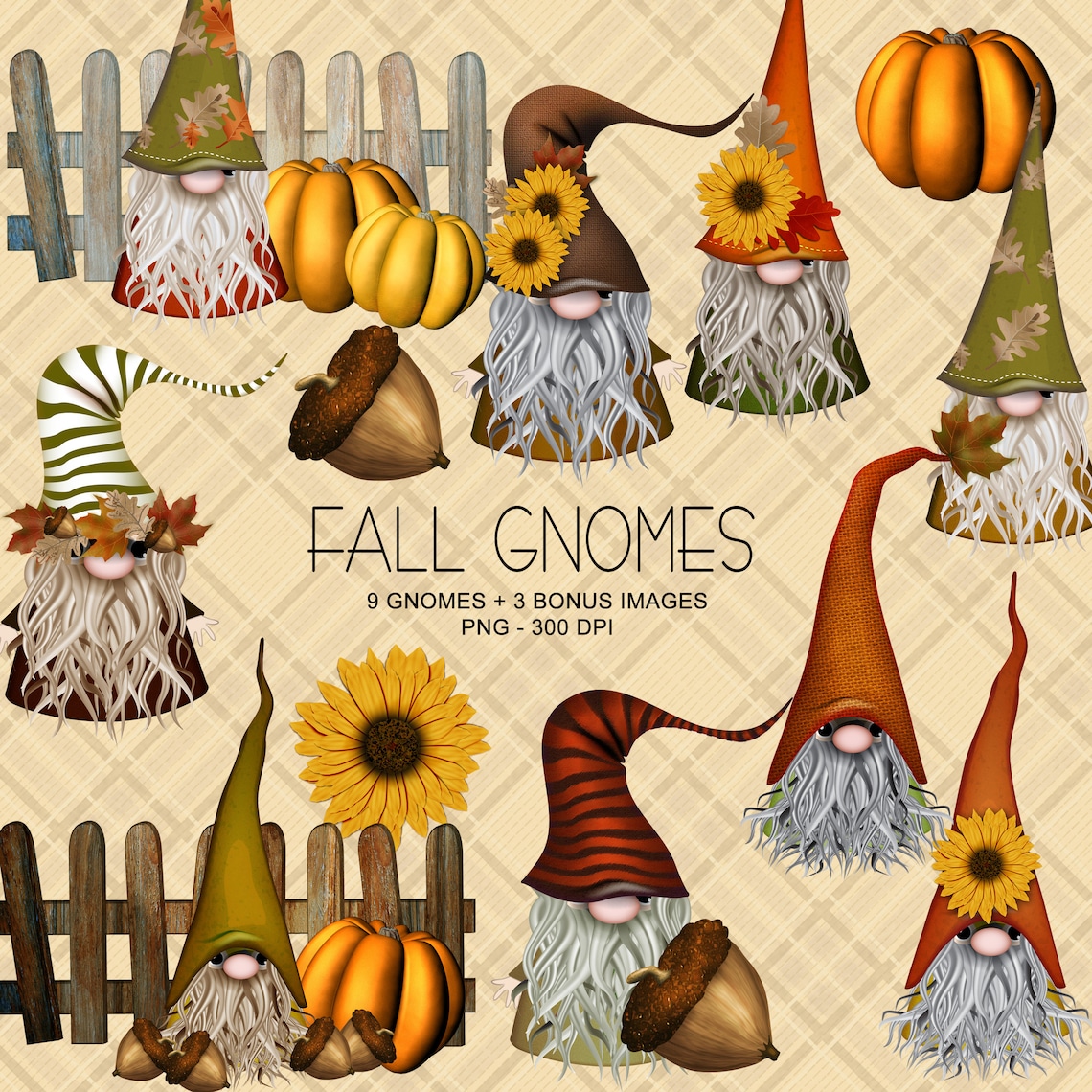 Autumn Gnomes Fall Gnomes Fall Clipart Collection | Etsy