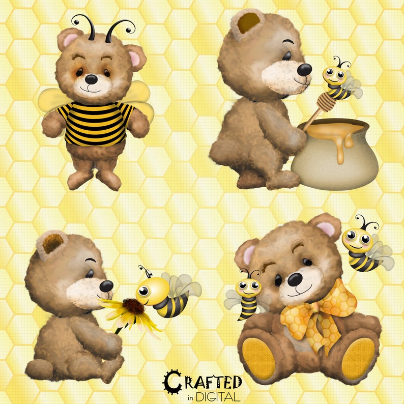 Bears & Bees Clipart Collection - Etsy Canada