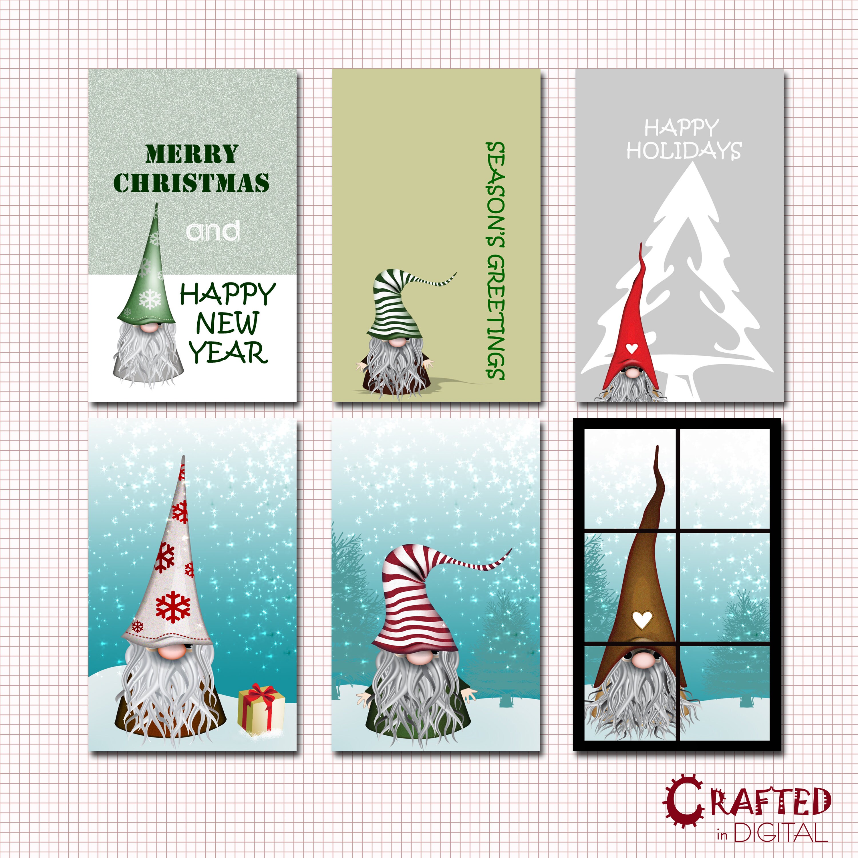 18 Christmas Gnome Printable Labels - Etsy