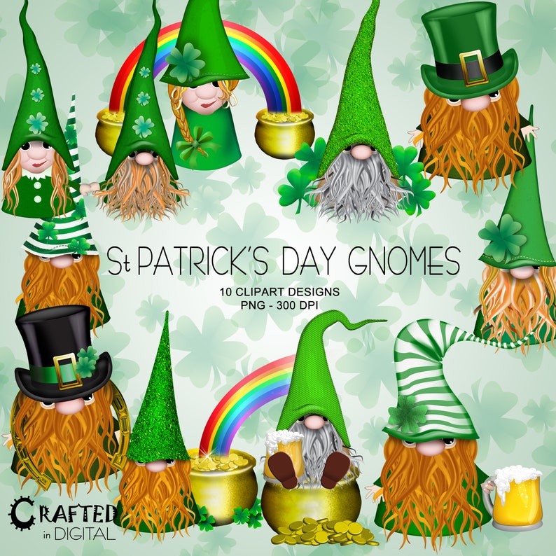 St Patrick's Day Gnomes Clipart Collection - Etsy
