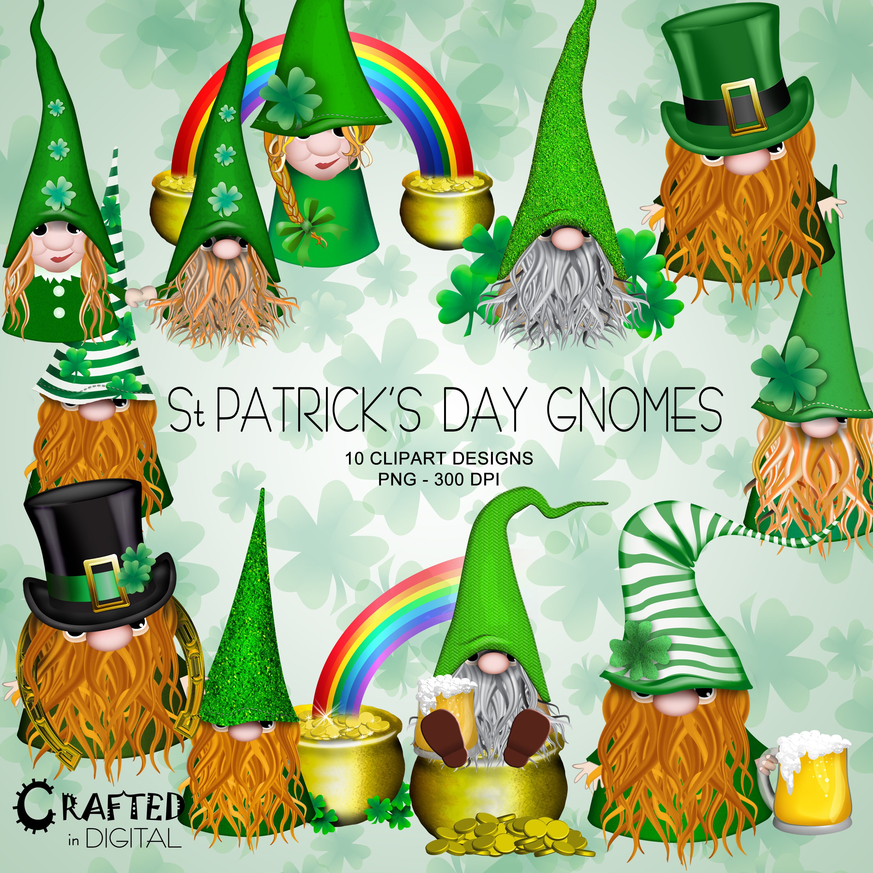 St Patrick's Day Gnomes Clipart Collection - Etsy