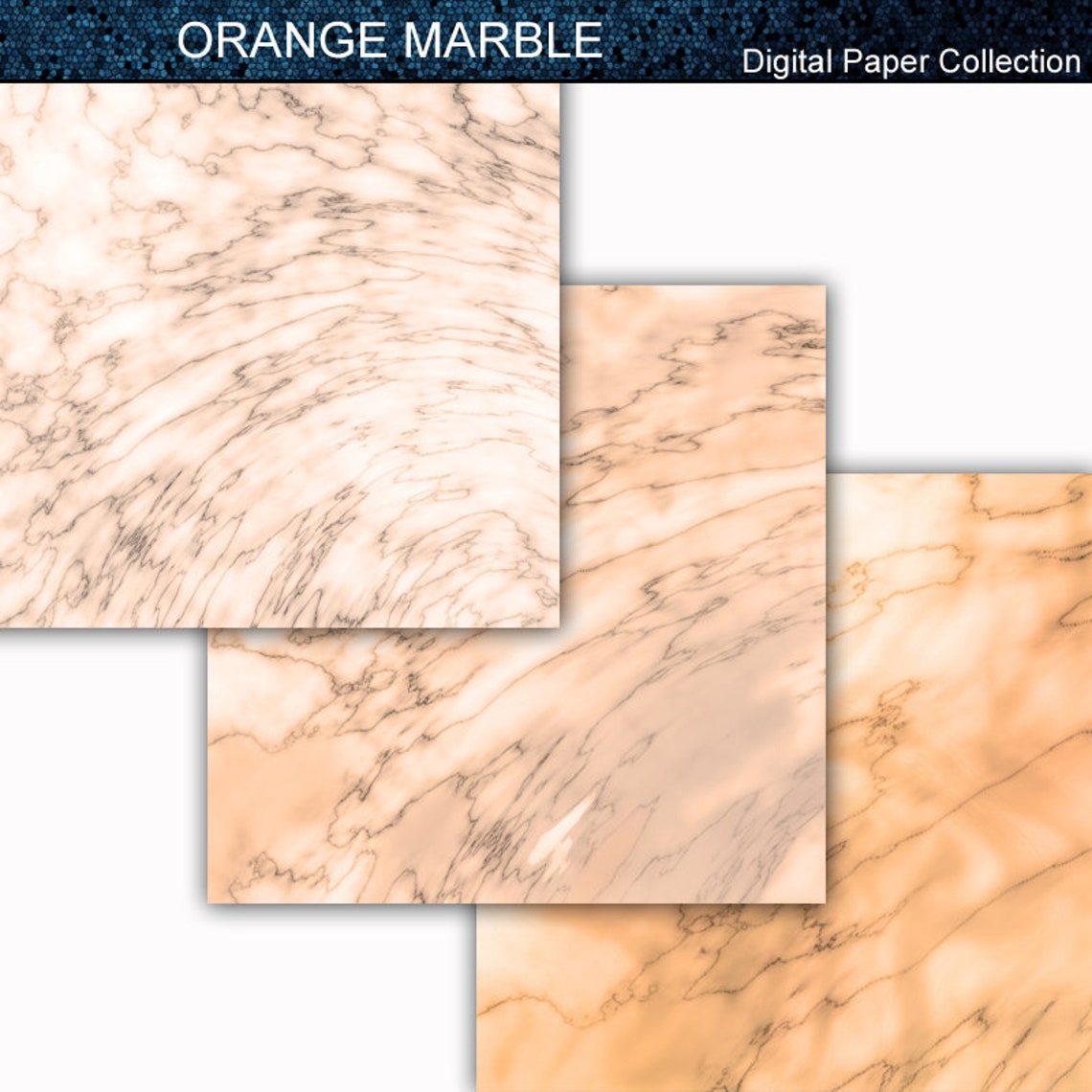 Orange Marble Digital Paper Collection 12x12 | Etsy