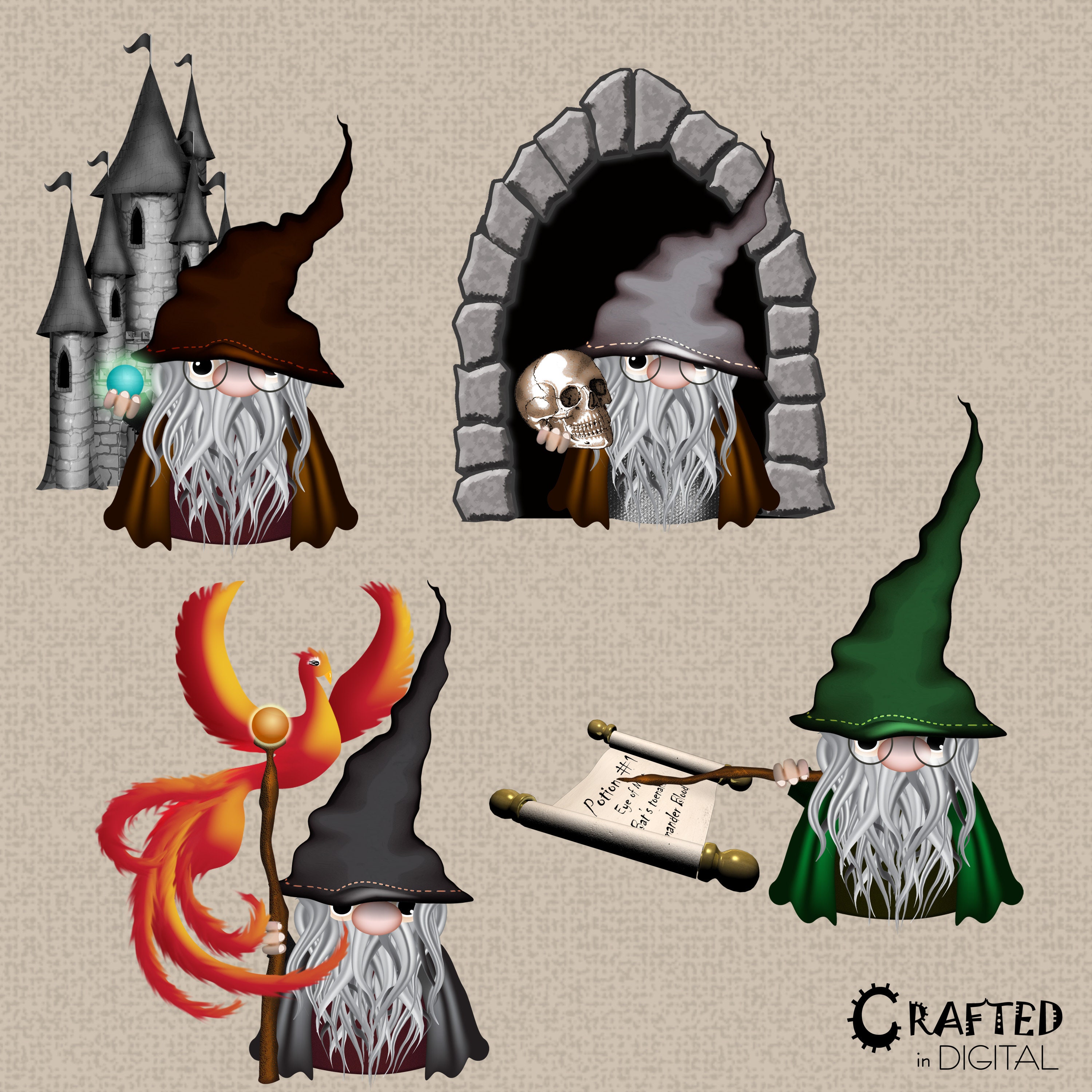 Wizard Gnomes Clipart Collection - Etsy