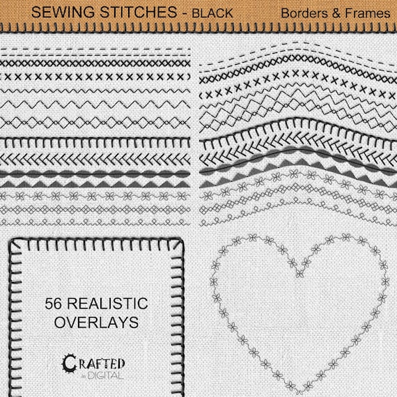 Sewing Stitches in Black 56 Straight Curved Rectangle and - Etsy