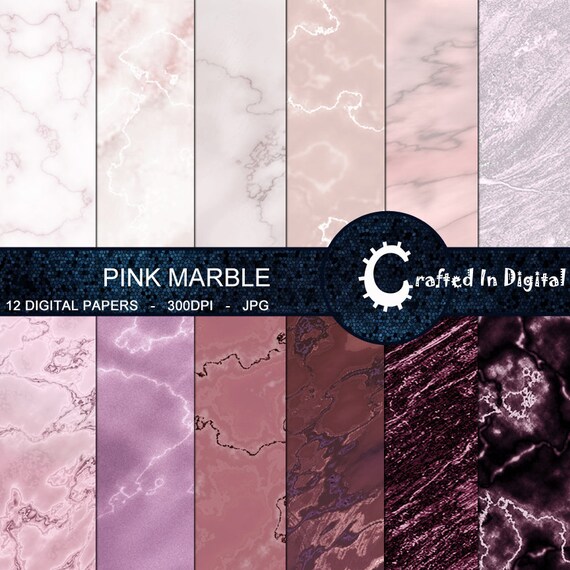 Pink Marble Digital Paper Collection 12x12 | Etsy