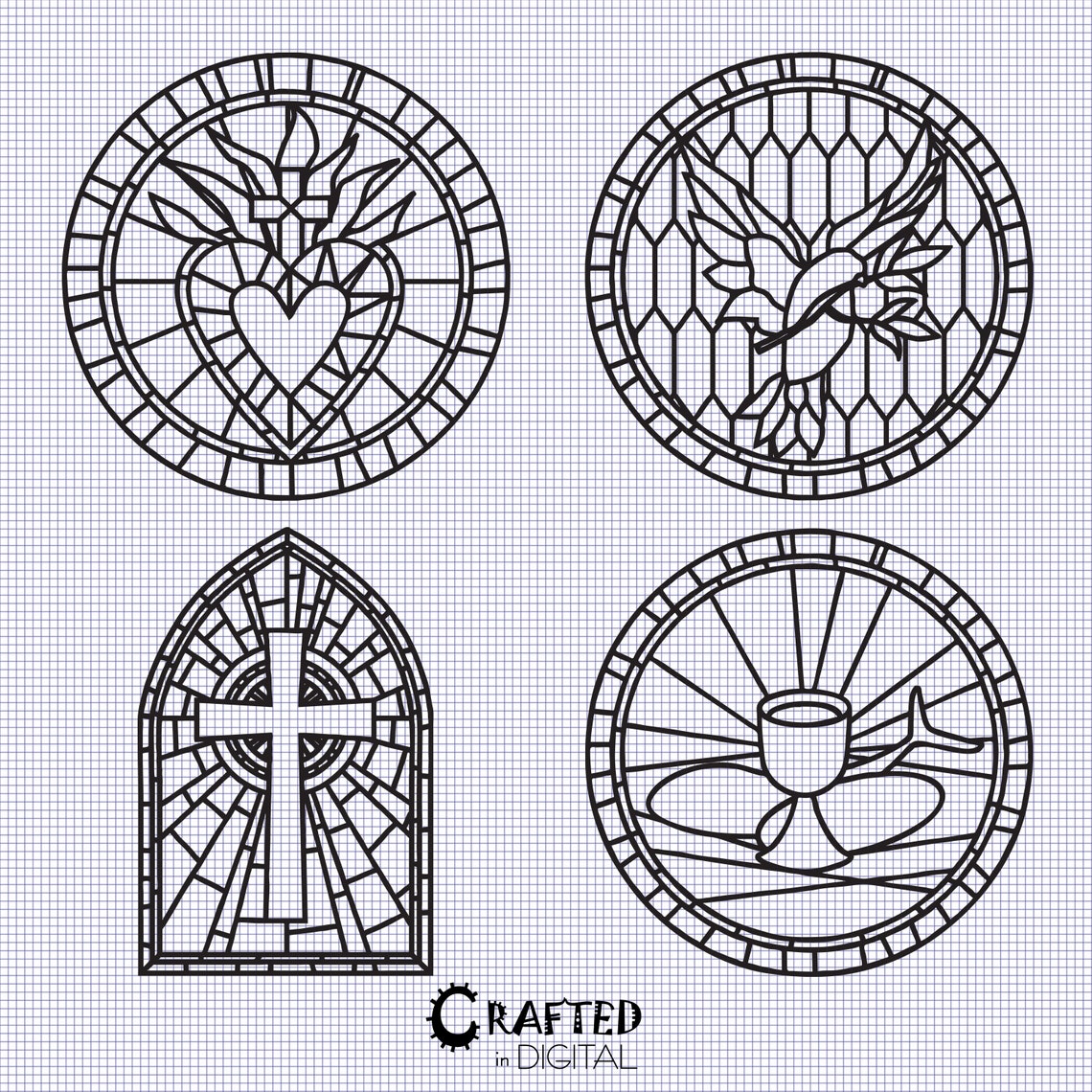 Stained Glass Silhouettes Cut File Collection (SVG/DXF/PNG) - Etsy