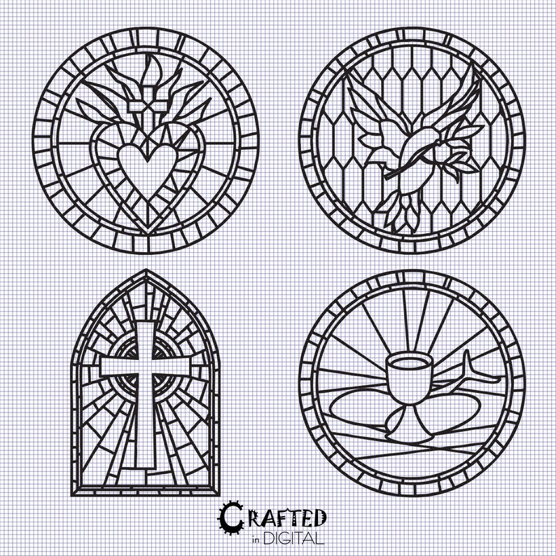Stained Glass Silhouettes Cut File Collection (SVG/DXF/PNG) - Etsy