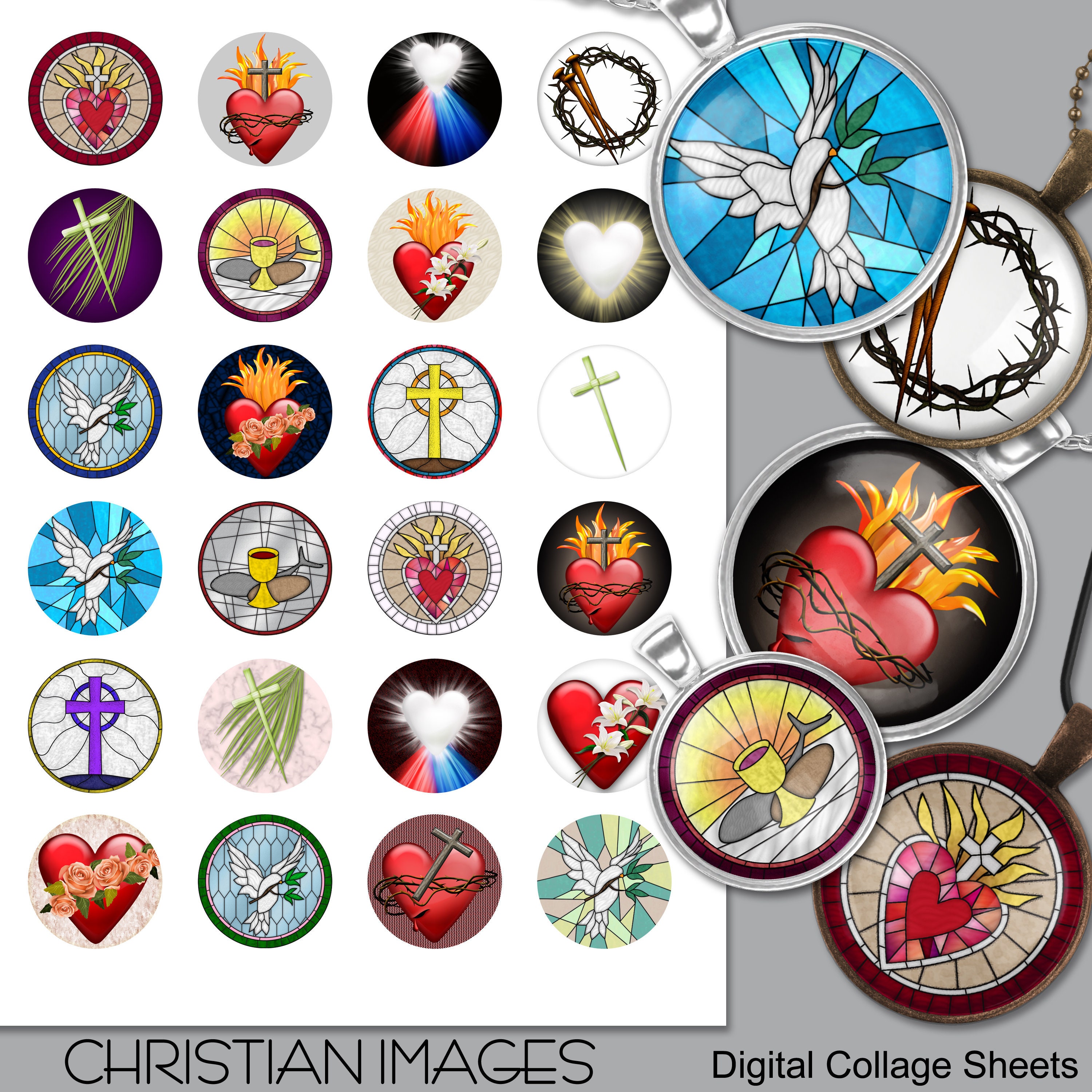 Christian Images Religious Hearts & Stained Glass Digital | Etsy