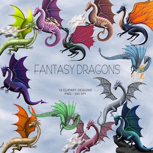 Fantasy Dragons - Clipart Collection - Etsy