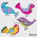 Bright Fancy Birds Clipart Collection - Etsy