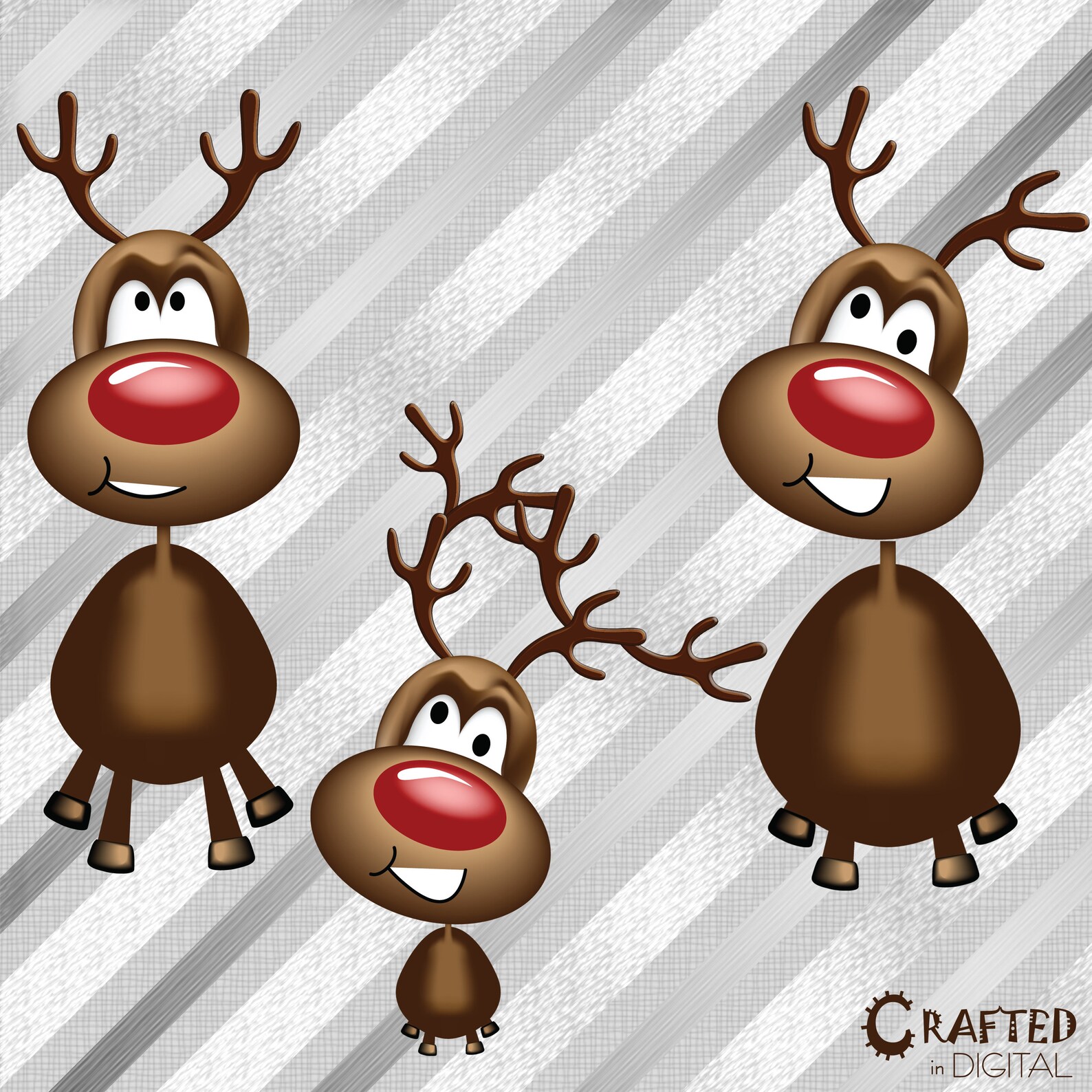 8 Christmas Reindeers Clipart Collection | Etsy