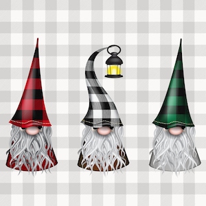 12 Buffalo Plaid Gnomes, - Cute Gnomes Clipart Collection - Etsy